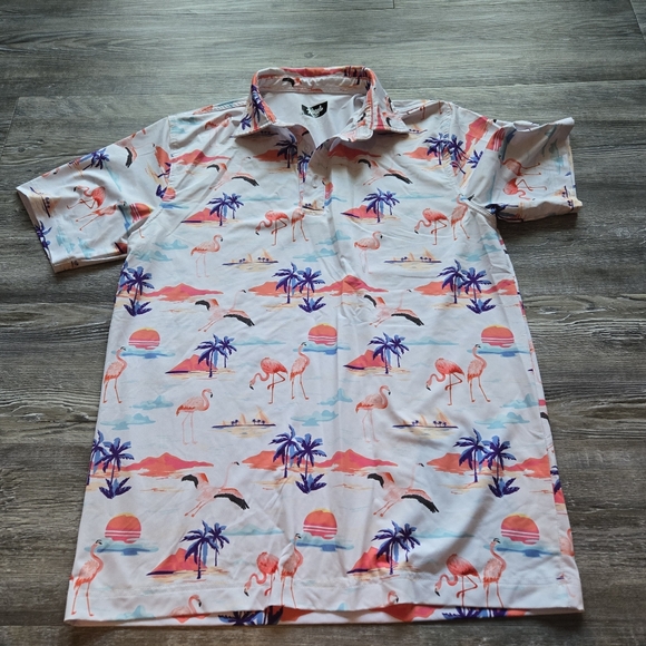 Waggle | Shirts | Mens Tropical Flamingo Print Shirt | Poshmark